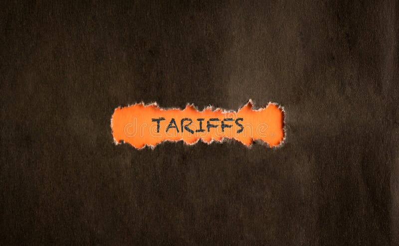 Tarrifs, Word on Orange Paper Stock Photo - Image of text, torn: 376292322