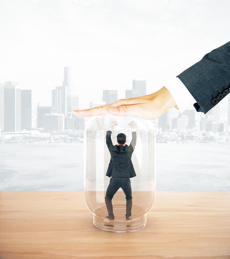 Tarro Interior Atrapado Hombre Foto de archivo - Imagen de empresario ...