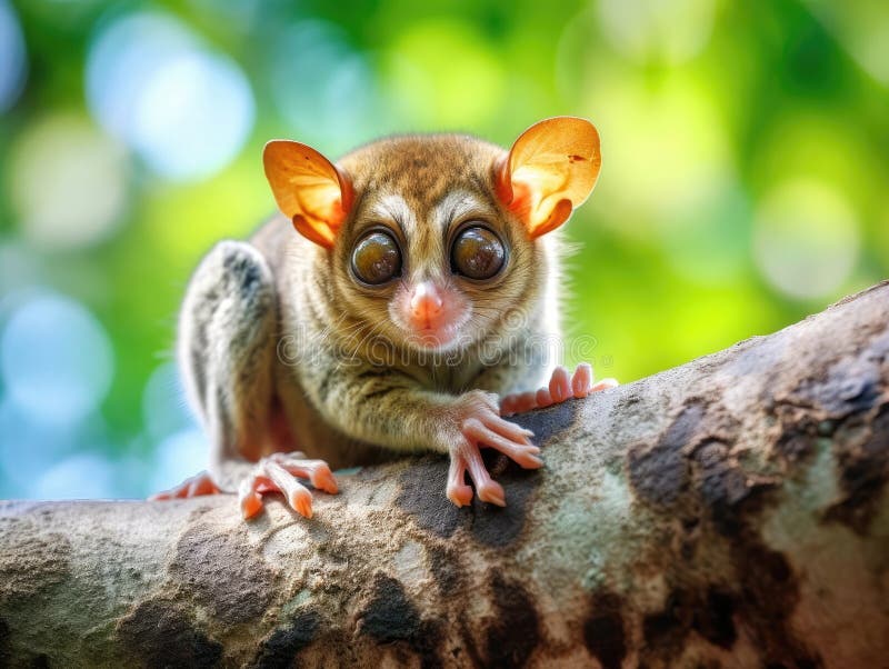 Tarsier Monkey (Tarsius Syrichta) on the Tree Stock Illustration ...