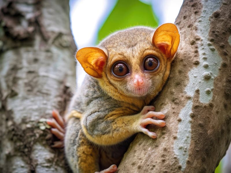 Tarsier Monkey (Tarsius Syrichta) on the Tree Stock Illustration ...