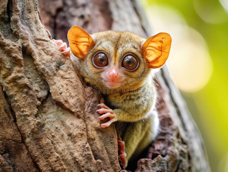 Tarsier Monkey (Tarsius Syrichta) on the Tree Stock Illustration ...