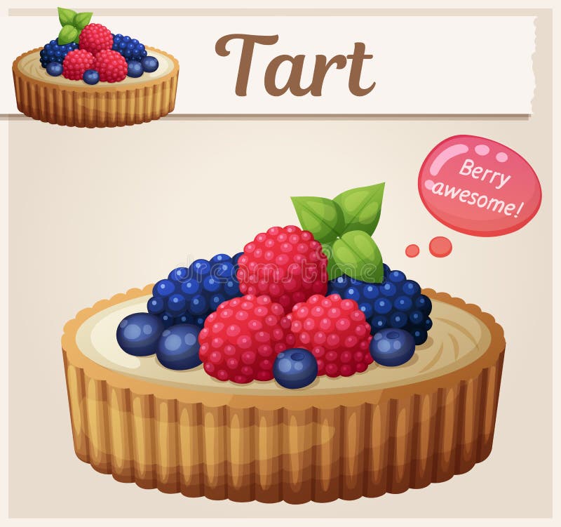 Tart Dessert with Berries Icon. Cartoon Vector Illustration Stock ...