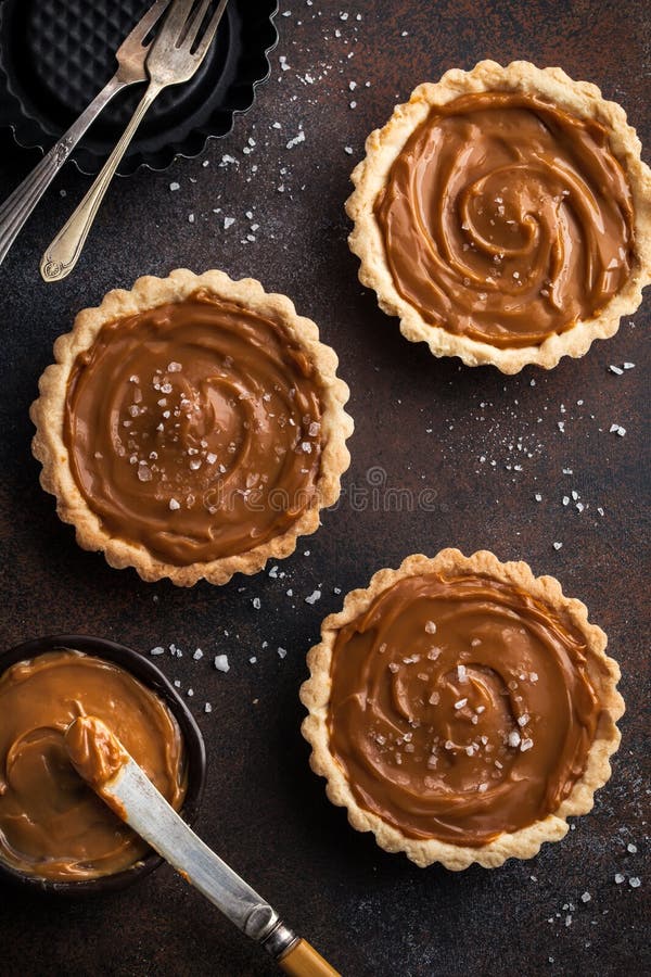 Tart with salted caramel, stock photo. Image of baking - 89884522