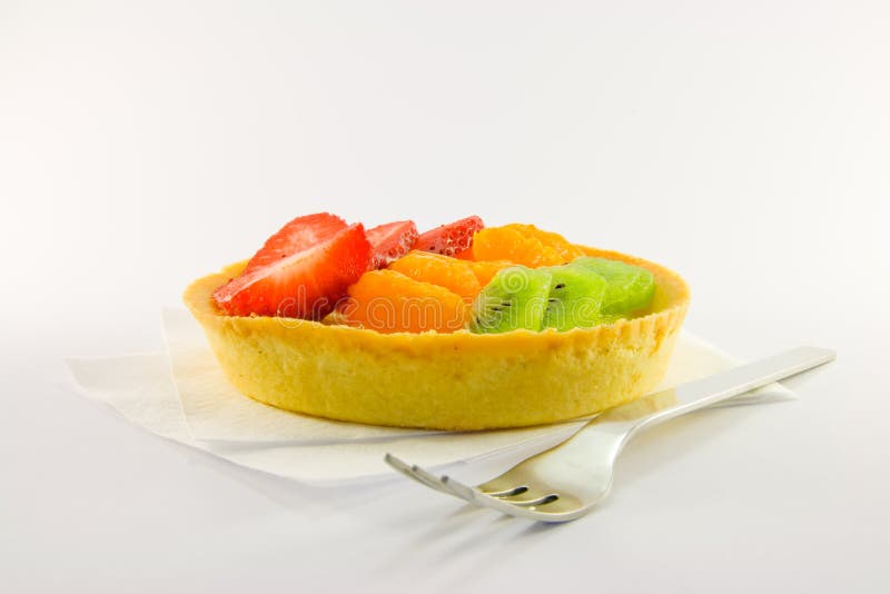 Tarta De La Fruta Con La Fork Foto de archivo - Imagen de dieta ...
