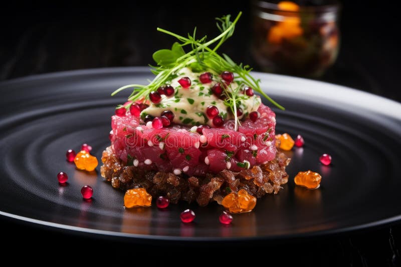 Tartar Raw Beef Dish. Generate AI Stock Image - Image of ingredient ...