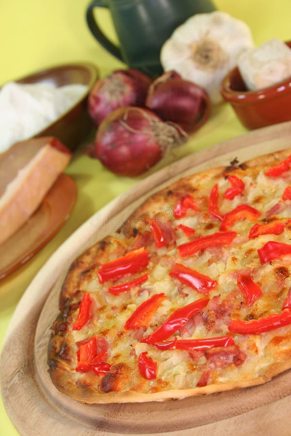 Tarte flambee stock image. Image of german, bell, pepper - 18315163