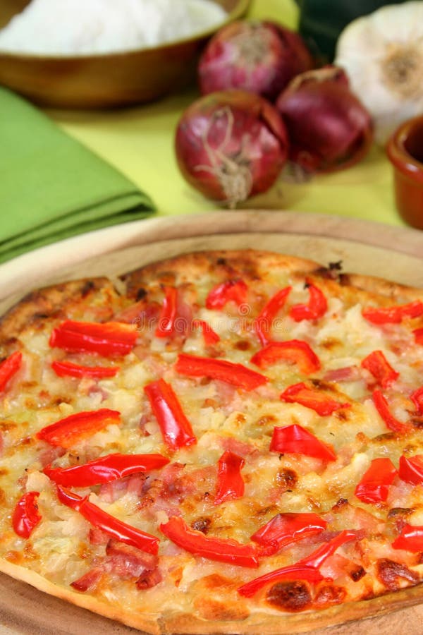 Tarte flambee stock photo. Image of cream, french, eating - 18332814