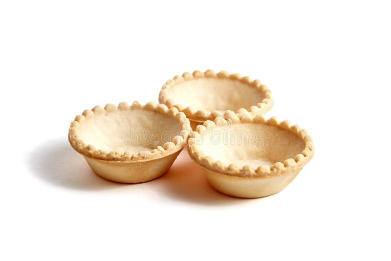 Tartlet Shells Isolated on White Background. Three Empty Mini Tart ...