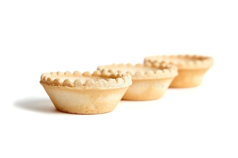 Tartlet Shells Isolated on White Background. Three Empty Mini Tart ...