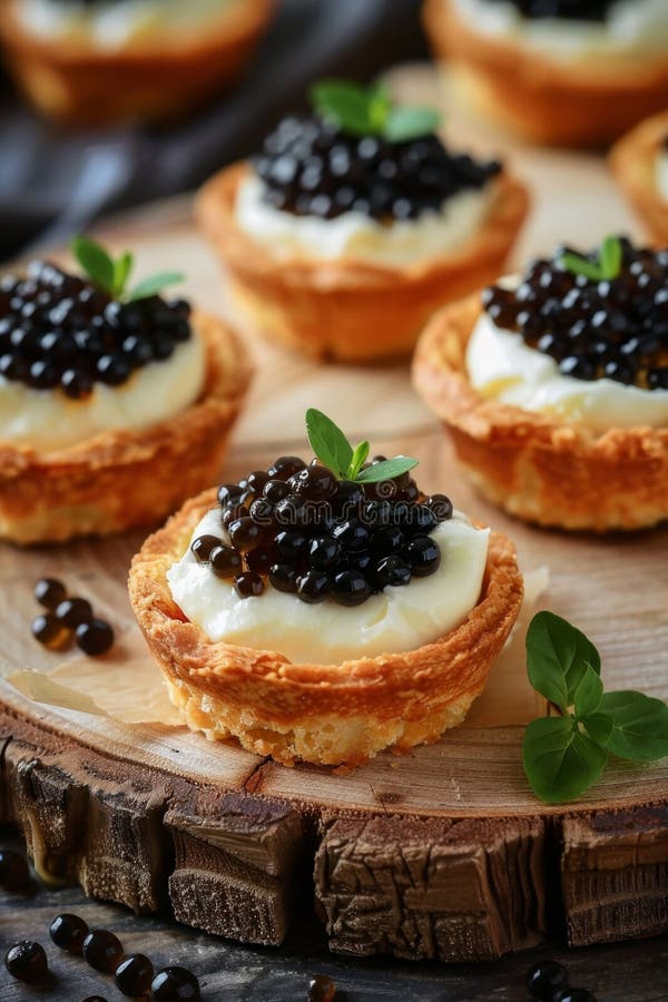 Tartlets with Caviar and Curd Cheese Stock Illustration - Illustration ...