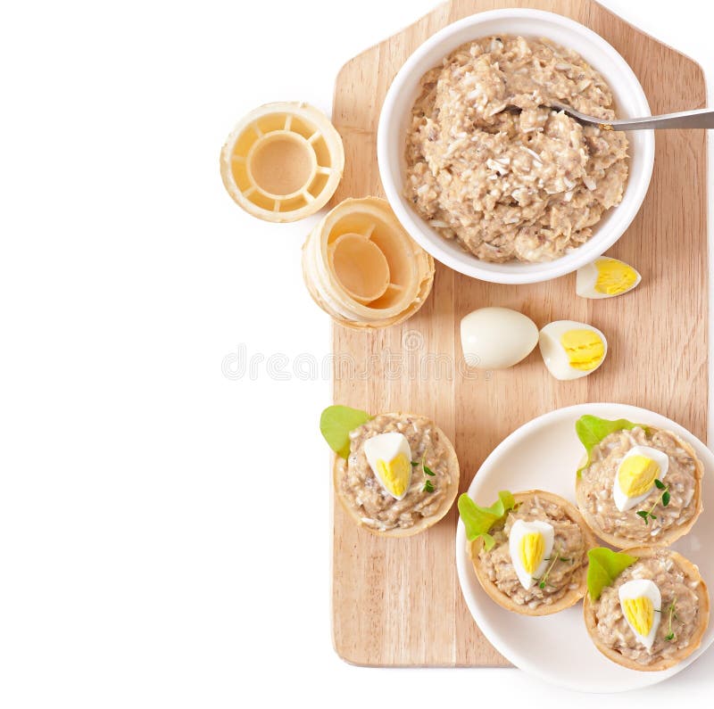 Tartlets with fish paste stock image. Image of appetizer - 36415227