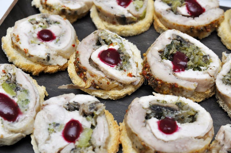 Tartlets with Meat, Jam and Vegetables Stock Image - Image of snack ...