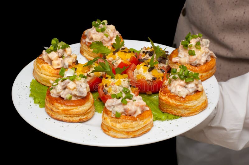 Tartlets with Salad on Dish Stock Image - Image of baked, food: 1720219
