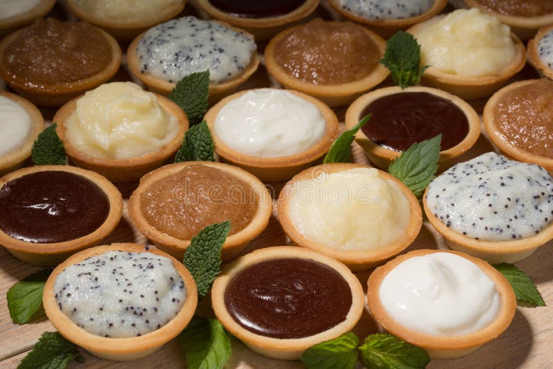 Tartlets on the Table, Assortment with Different Creams Stock Image ...