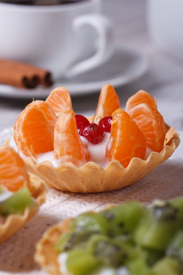 Tartlets with Tangerine, Cranberry and Coffee Stock Photo - Image of ...