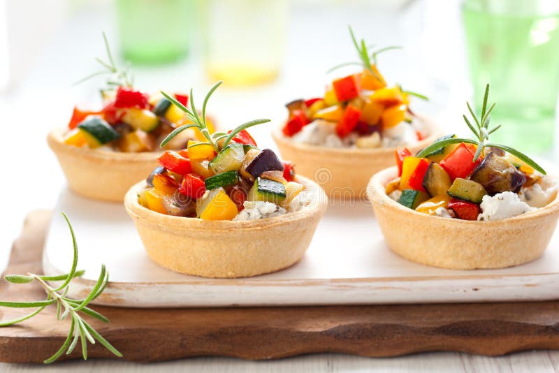 Tartlets with Vegetables and Cheese Stock Image - Image of starter ...