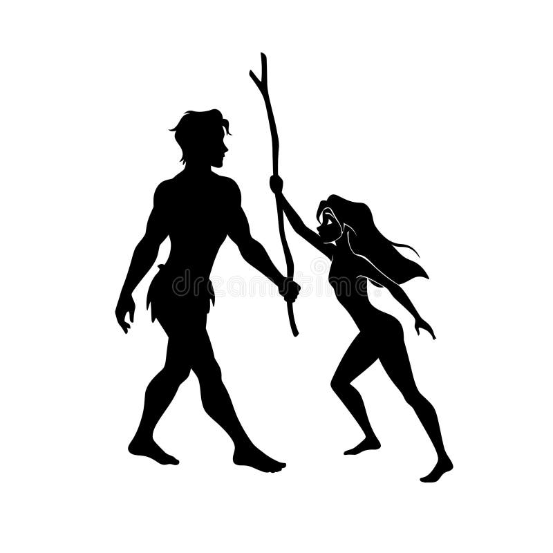 Tarzan and Jane silhouette stock vector. Illustration of vector - 376283522