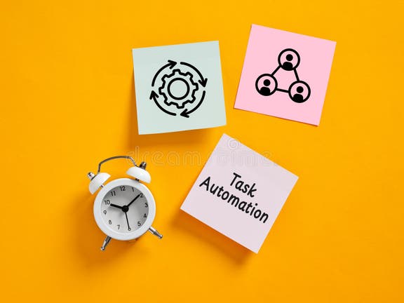 Task Automation Concept with Alarm Clock and Sticky Notes on Yellow ...