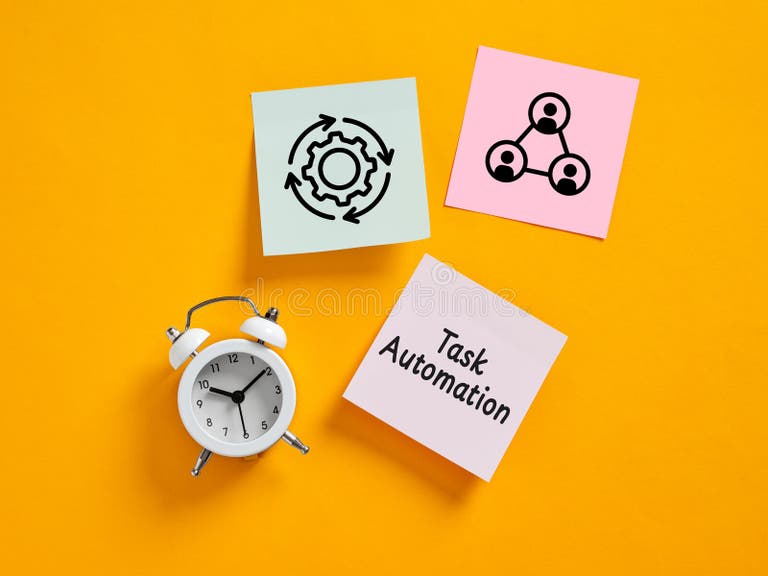 Task Automation Concept with Alarm Clock and Sticky Notes on Yellow ...