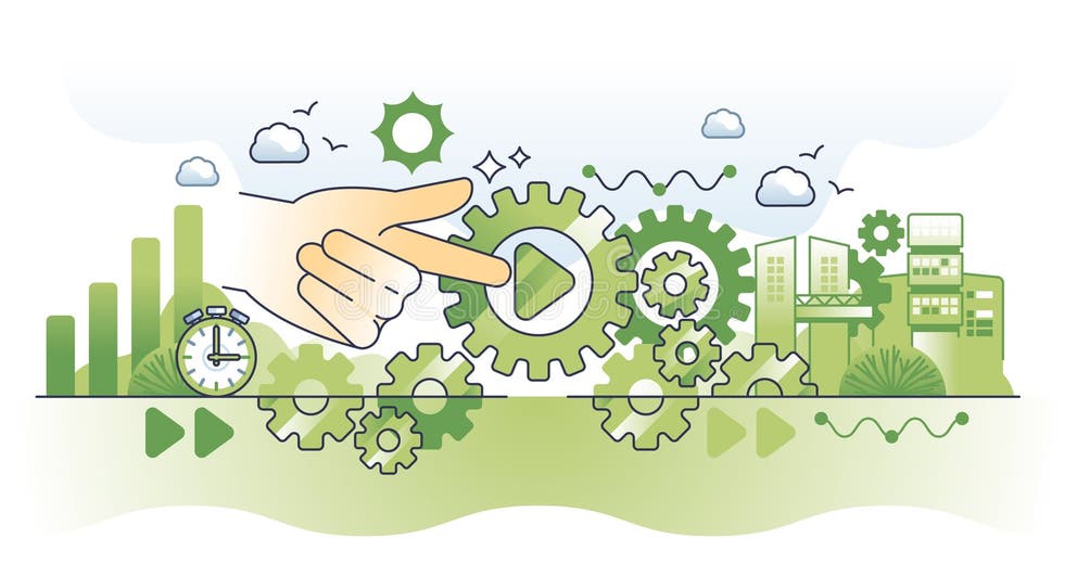 Task Automation and Effective Automatic Work Management Outline Hands Concept Stock Vector ...