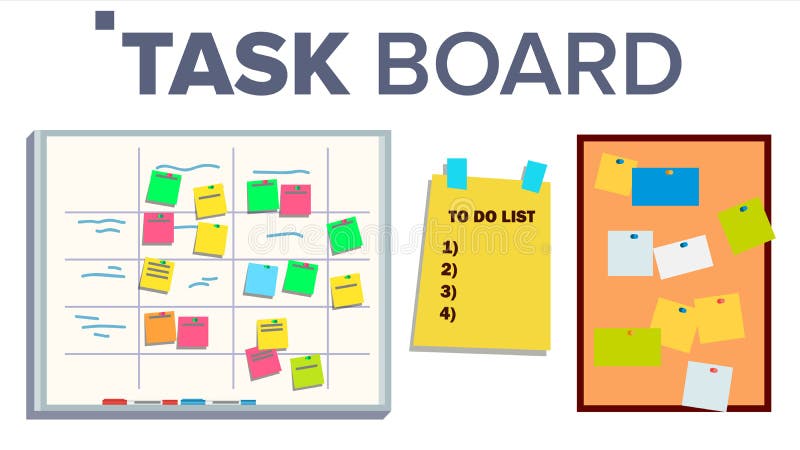 Task Board Set Vector. Sticker Notes. Scrum. Tasks for Team Work ...
