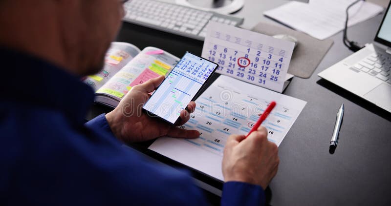 Task Calendar and Agenda Schedule Stock Photo - Image of phone, older ...