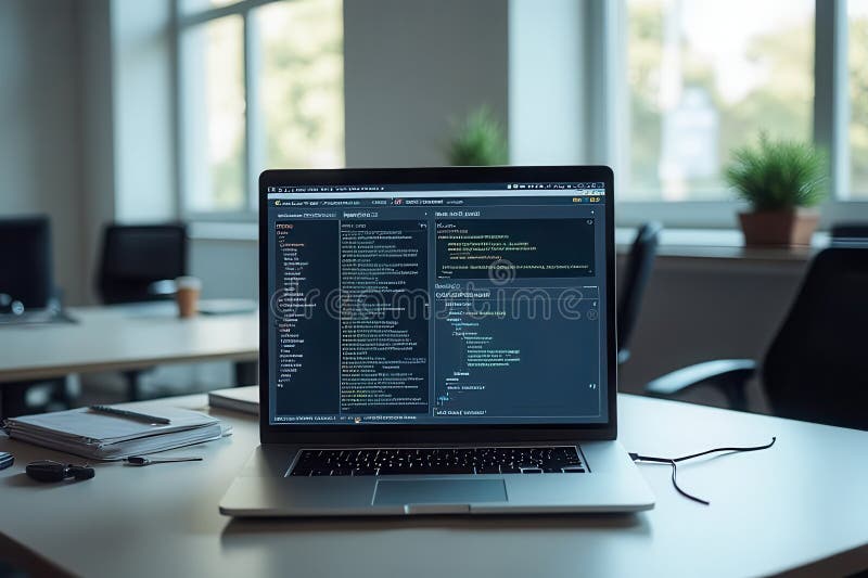 Task-Centric Laptop Setup for Enhanced Productivity Stock Illustration ...