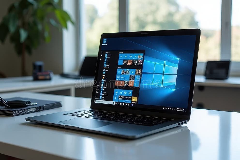 Task-Centric Workspace: Efficient Laptop Station Stock Illustration ...