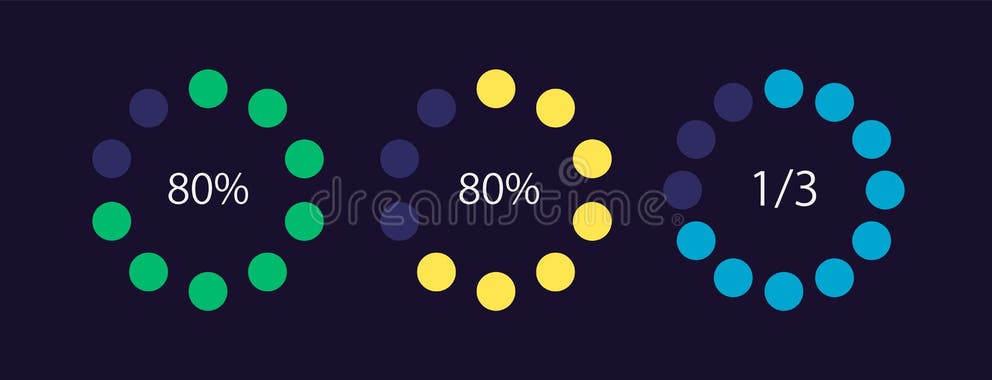 Task Completion Level Circle Infographic Design Template Set for Dark ...