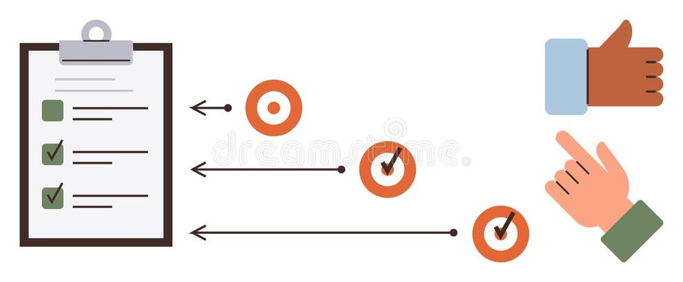 Task Completion Process Visualization with Checklist, Goal Targets, and Approval Actions Stock ...