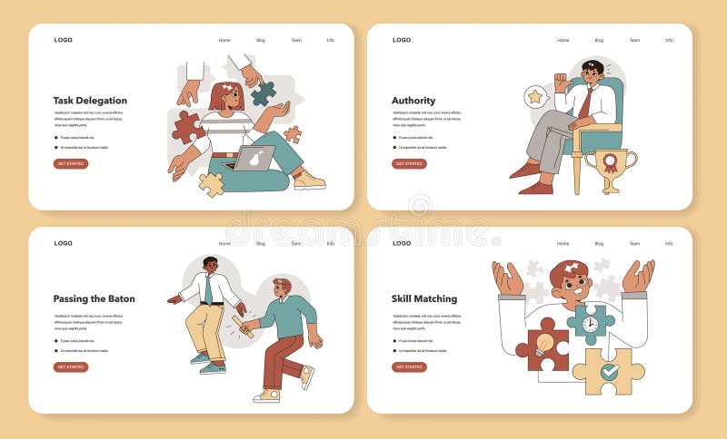 Task Delegation Set. Vector Illustration. Stock Vector - Illustration ...