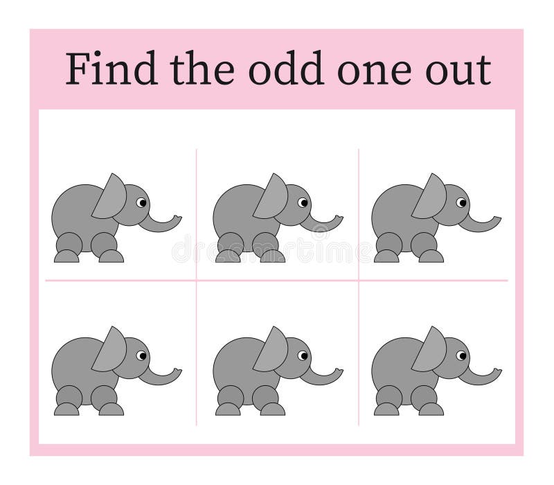 Task for Development of Attention and Logic. Cartoon Elephant Stock ...