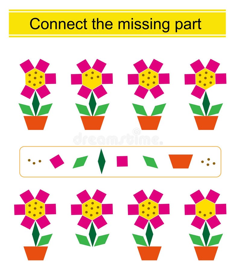 Task for the Development of Attention and Logic. Cartoon Flower Stock ...