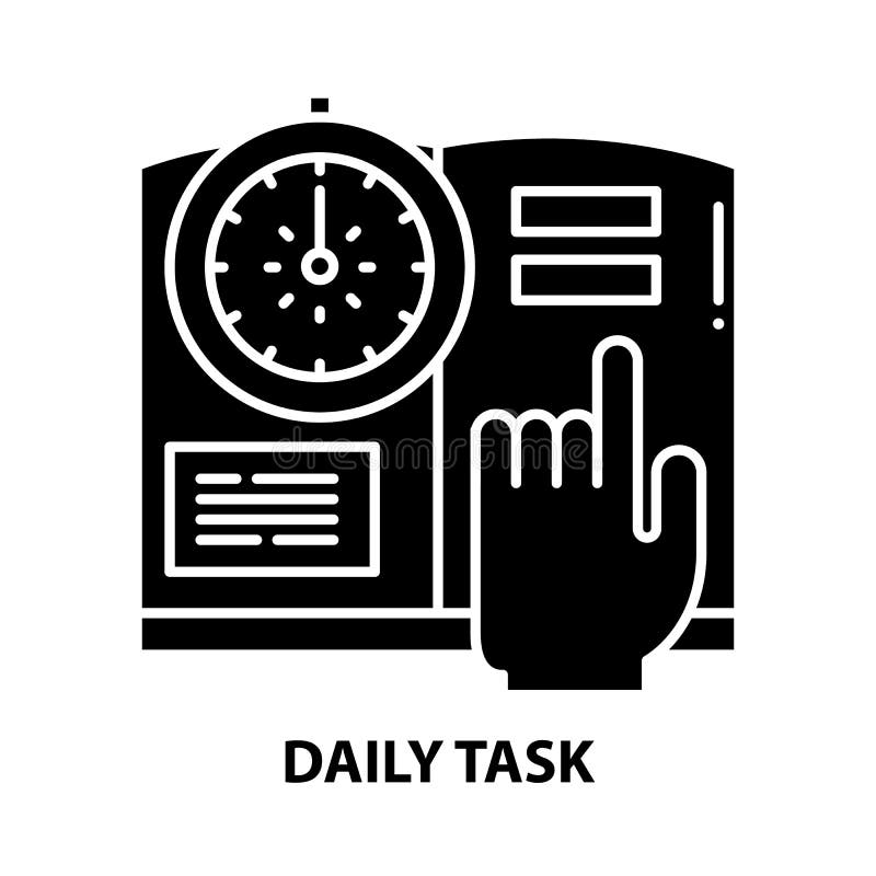 Daily Task Icon, Black Vector Sign with Editable Strokes, Concept ...