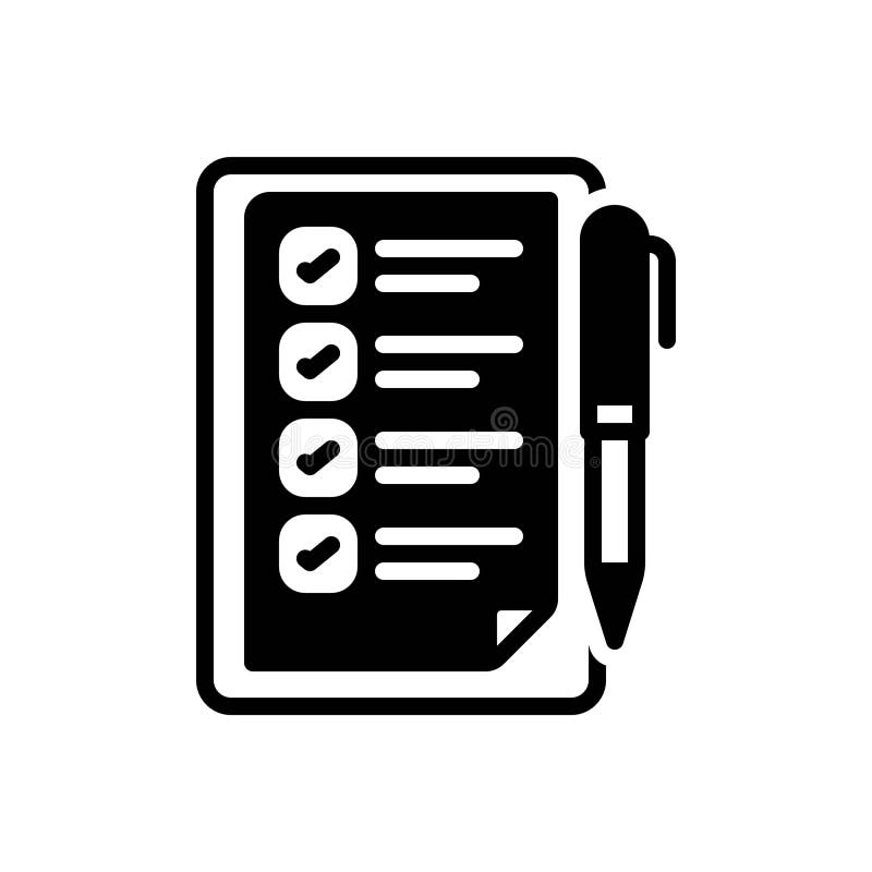 Black Solid Icon for Task, Check and Note Stock Illustration ...