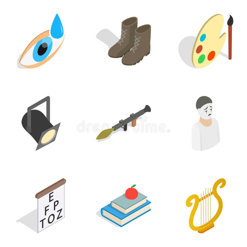 Task Icons Set, Isometric Style Stock Illustration - Illustration of ...