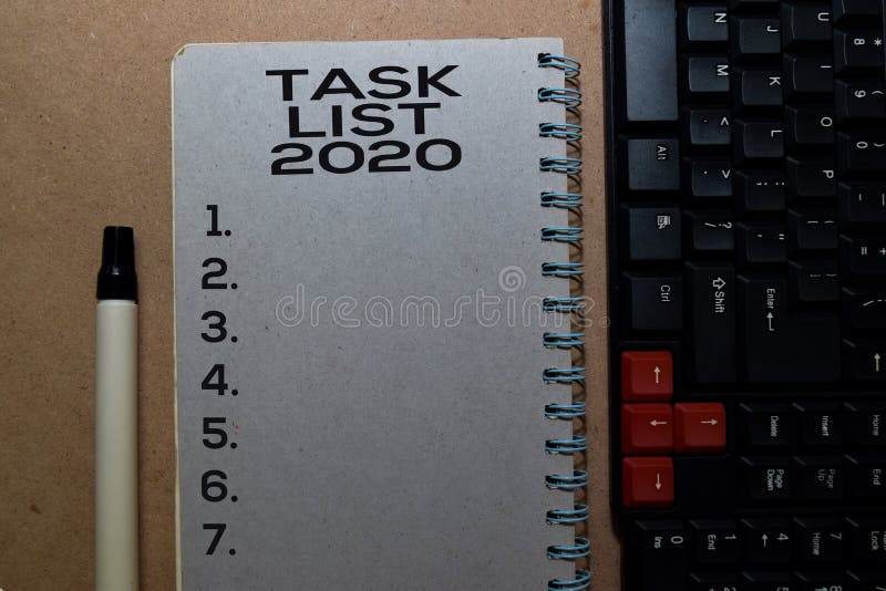 Task List 2020 Write on Book. Isolated on Office Desk Background Stock ...