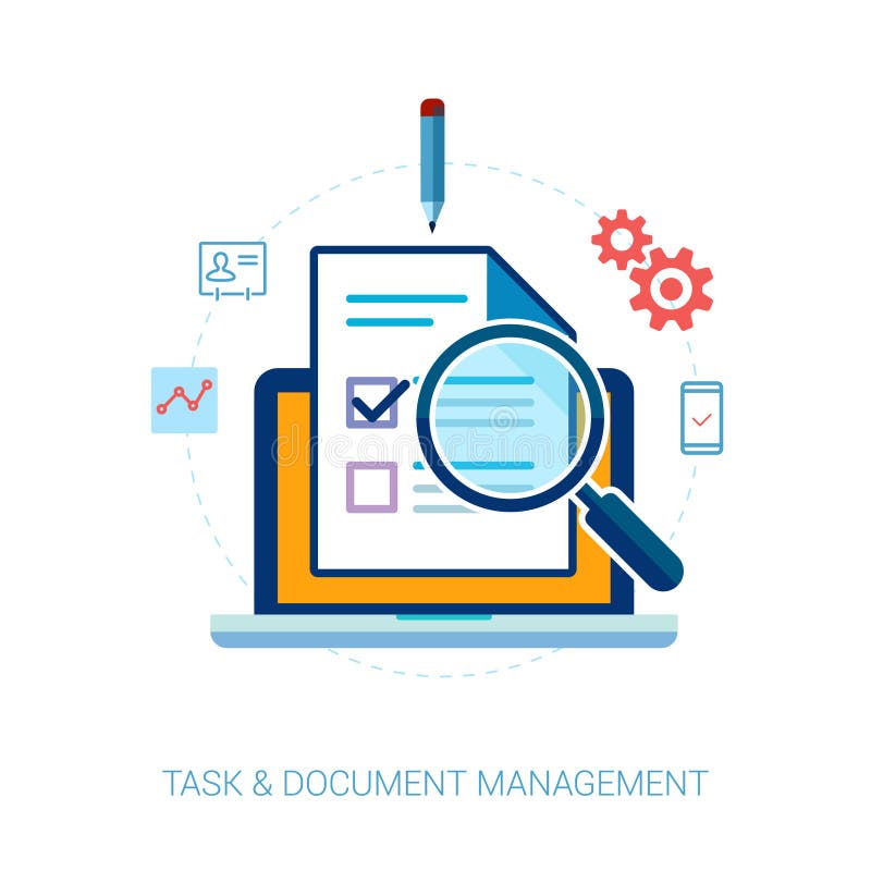 Task Management and Check List Flat Icons Stock Vector - Illustration ...