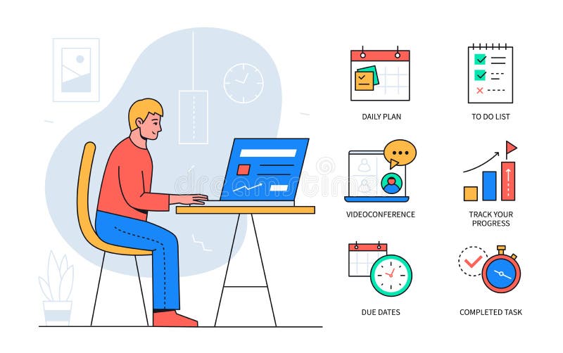 Task Management - Colorful Flat Design Style Poster Stock Vector ...