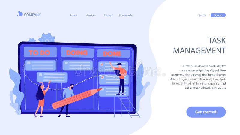 Task Management Concept Landing Page. Stock Vector - Illustration of ...