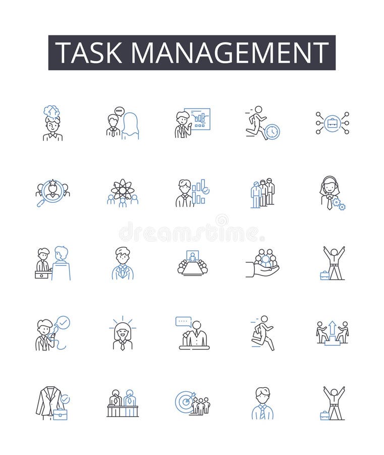 Task Management Line Icons Collection. Time Management, Project ...
