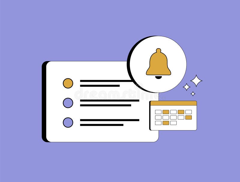 Task Management and Notification Illustration Featuring Checklist ...