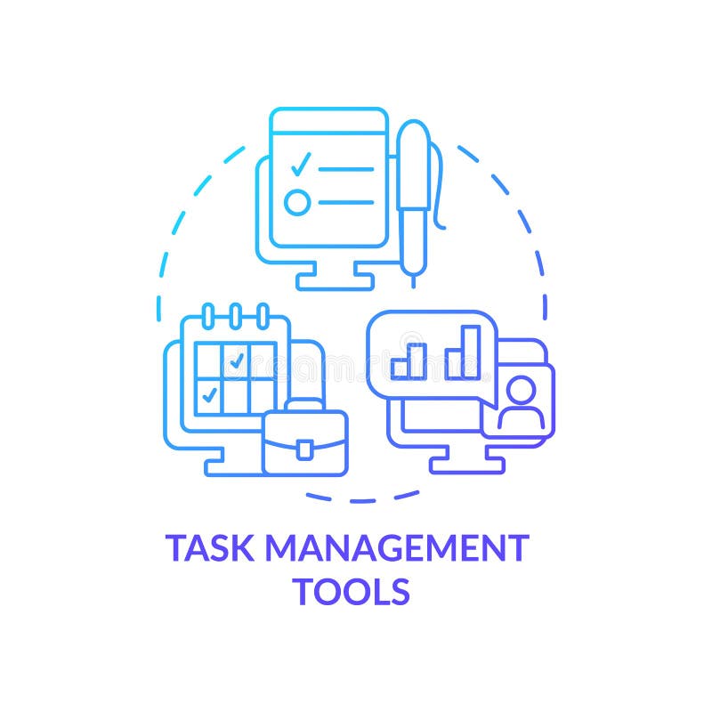 Task Management Tools Blue Gradient Concept Icon Stock Vector ...