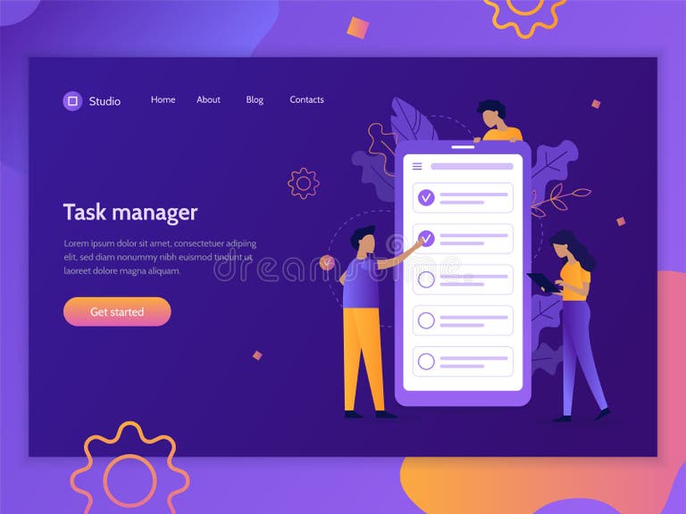 Task manager web banner stock vector. Illustration of computer - 145740130