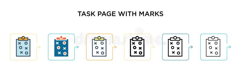 Task Page with Marks Vector Icon in 6 Different Modern Styles. Black ...