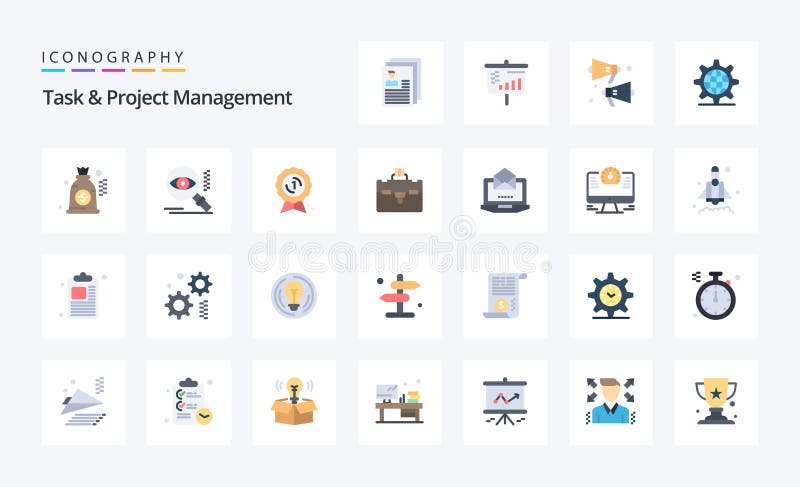 25 Task and Project Management Flat Color Icon Pack Stock Vector ...