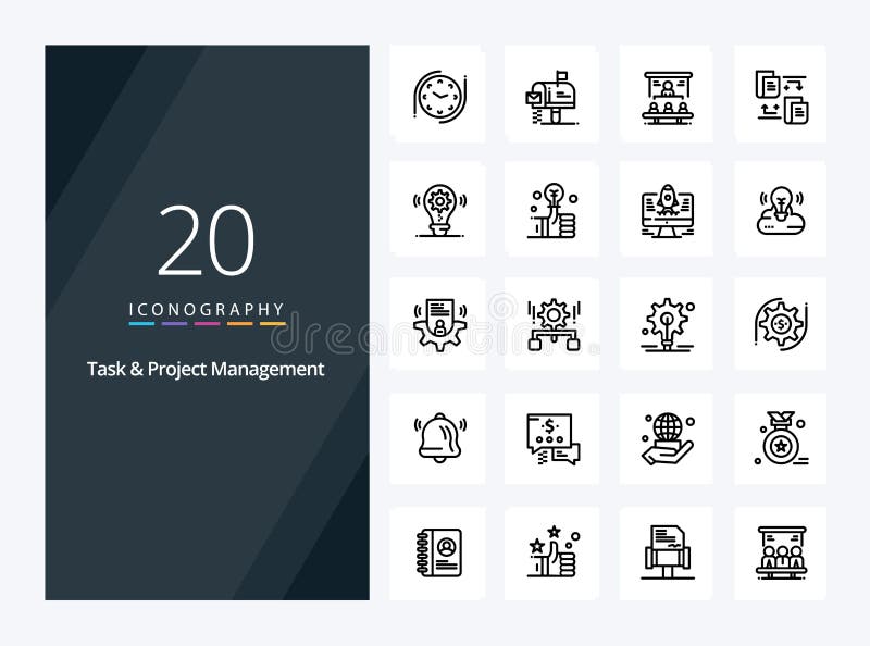20 Task and Project Management Outline Icon for Presentation Stock ...