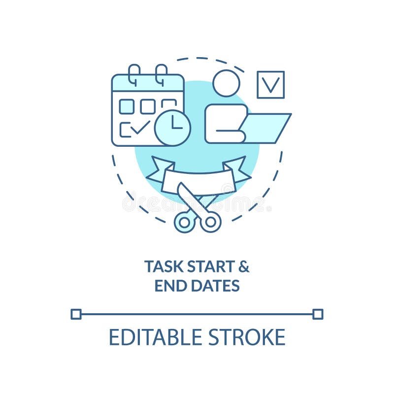 Task Start and End Dates Turquoise Concept Icon Stock Vector ...