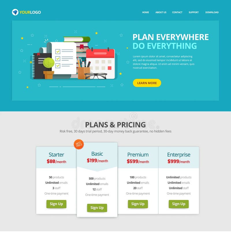 Task or To Do List Checklist Web Site Template Design Vector Page, Time ...