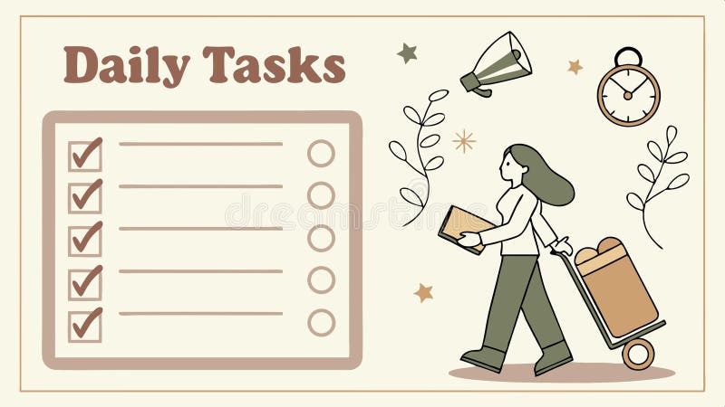 Daily Tasks Checklist Illustration, Organization and Productivity ...